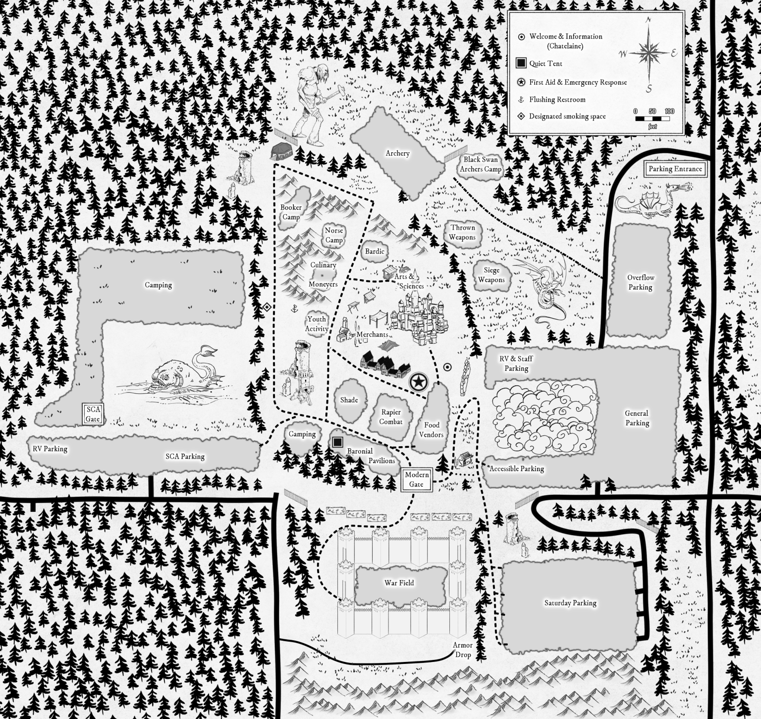 June Faire site handouts, schedule & map - The Barony of Dragon's Laire